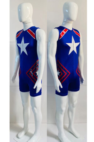 Blue/red star Wrestling body suit - elucha.com