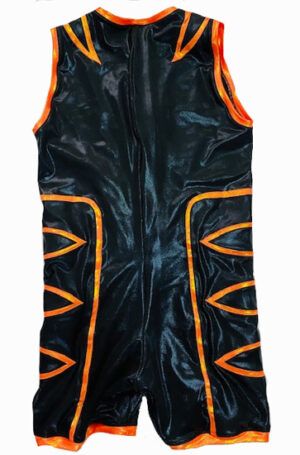 Black/orange X Wrestling body suit - elucha.com